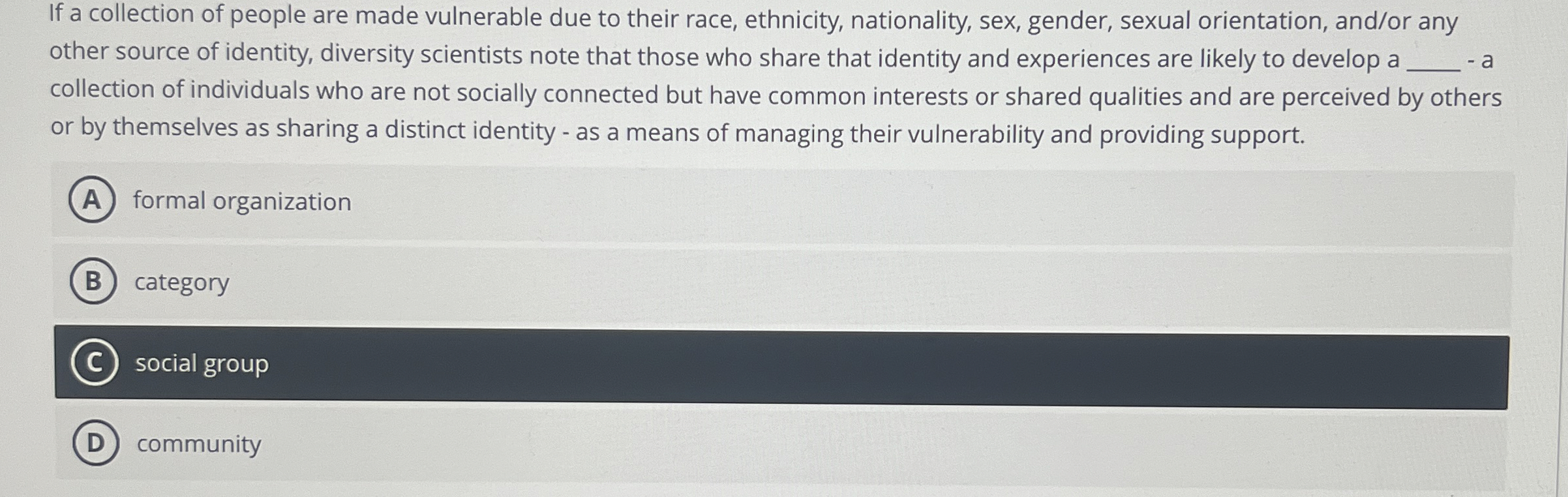 Solved If a collection of people are made vulnerable due to | Chegg.com