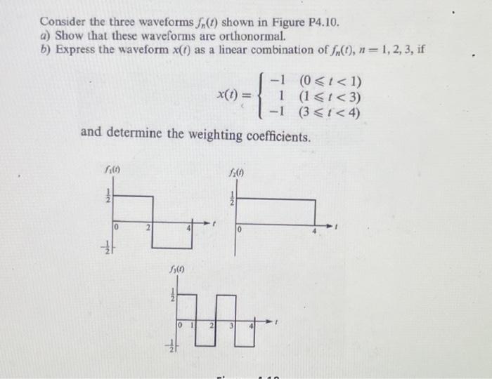 Solved Consider the three waveforms fn(t) shown in Figure | Chegg.com