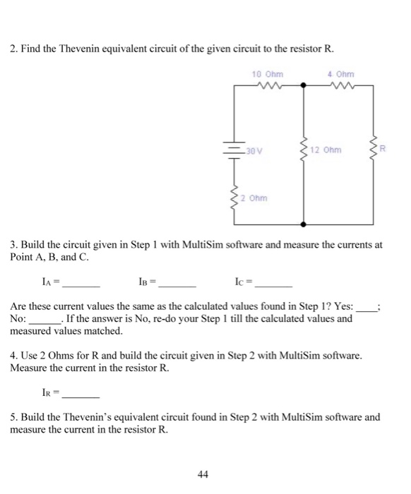 EXPERIMENT 10 BRANCH CURRENT ANALYSIS, THEVENIN'S | Chegg.com
