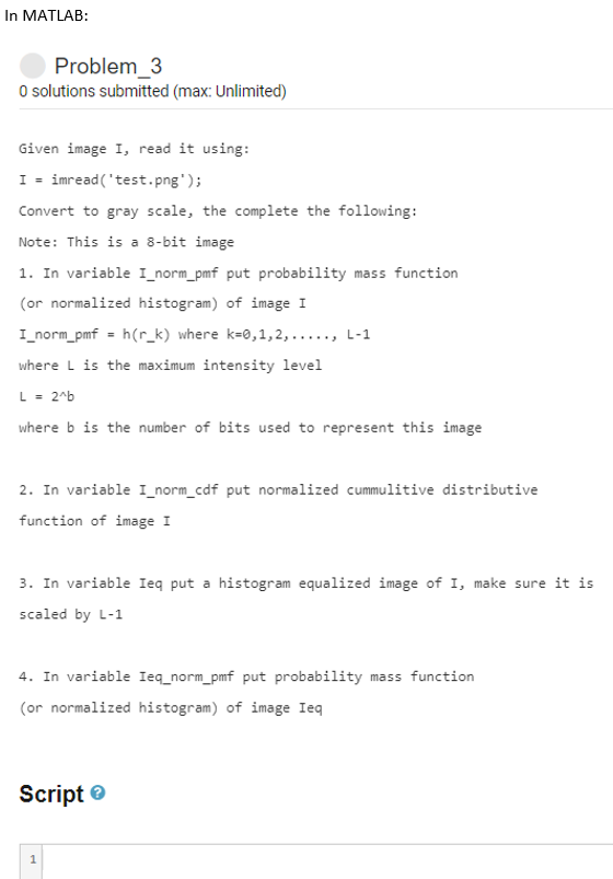 0 solutions submitted (max: Unlimited) Given image I, | Chegg.com