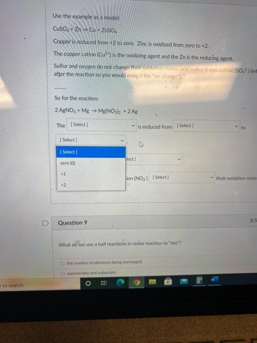 Solved Use the example as a model: CuSO4 + Zn → Cu + ZnSO4 | Chegg.com