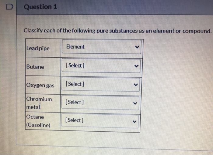 Solved Question 1 Classify each of the following pure | Chegg.com