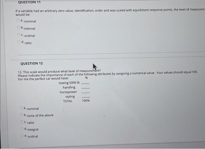 Solved QUESTION 11 If a variable had an arbitrary zero | Chegg.com