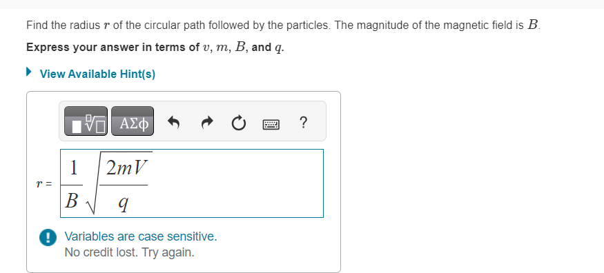Solved Find the radius r ﻿of the circular path followed by | Chegg.com