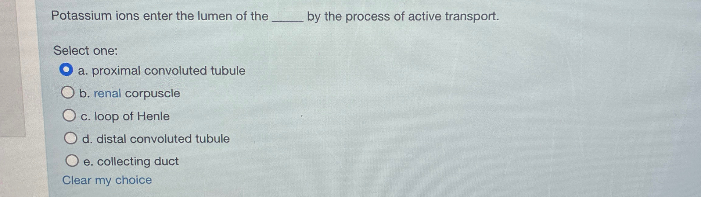 Solved Potassium ions enter the lumen of the ﻿by the | Chegg.com