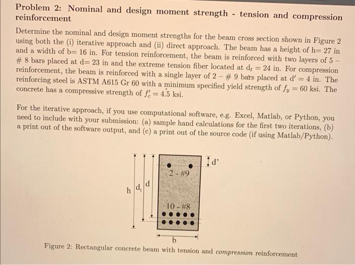 Solved Problem 2: Nominal and design moment strength - | Chegg.com