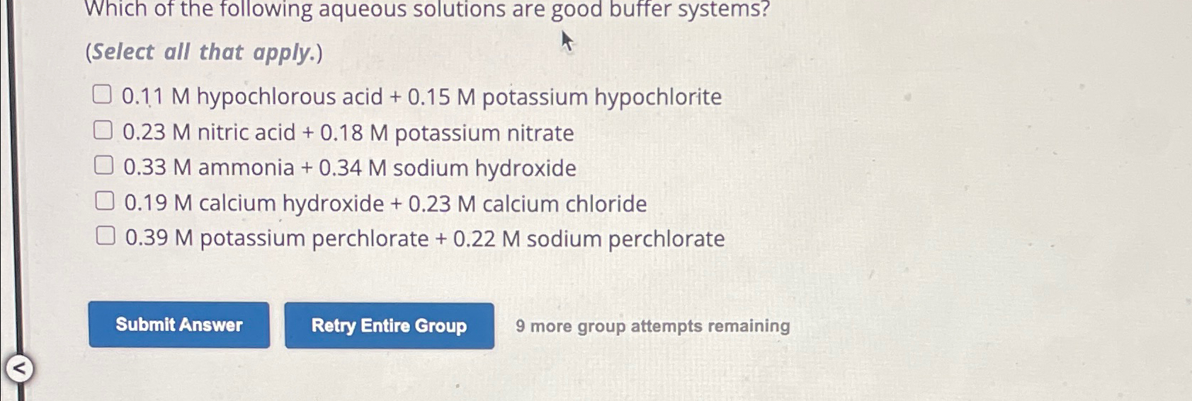 Solved Which of the following aqueous solutions are good | Chegg.com