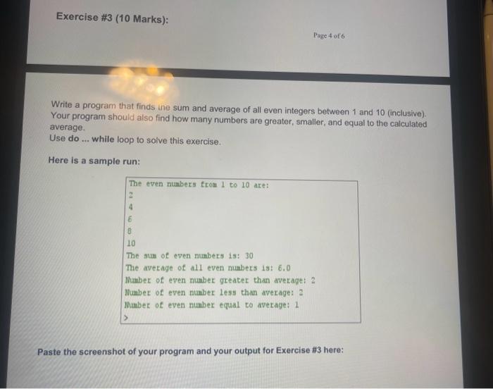 Solved Exercise \#4 (10 Marks): Page 5 of 6 Write a program | Chegg.com
