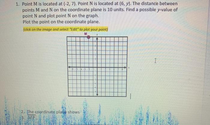 Solved 1. Point M is located at (-2, 7). Point N is located | Chegg.com
