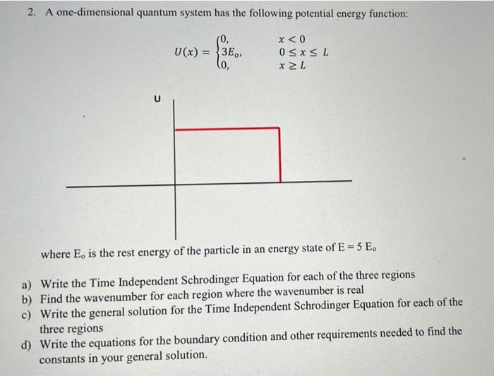 Solved 2. A one-dimensional quantum system has the following | Chegg.com
