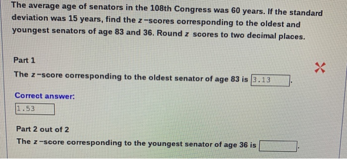 Solved The average age of senators in the 108th Congress was | Chegg.com