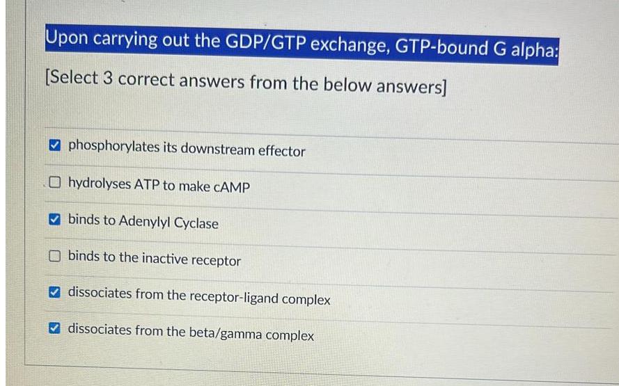 Solved Upon carrying out the GDP/GTP exchange, GTP-bound G | Chegg.com