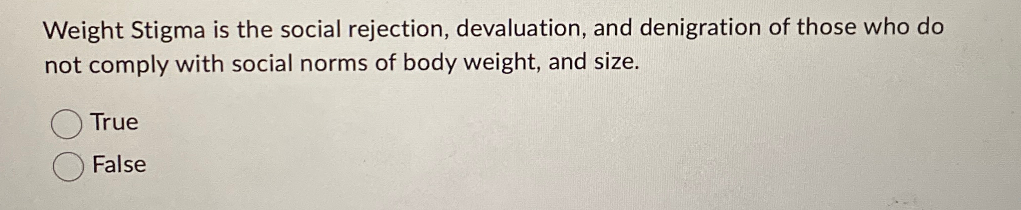Solved Weight Stigma is the social rejection, devaluation, | Chegg.com