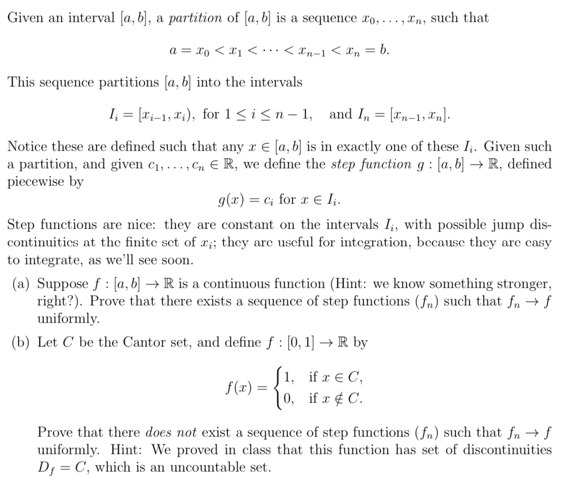 Solved Given an interval a,b, ﻿a partition of a,b ﻿is a | Chegg.com
