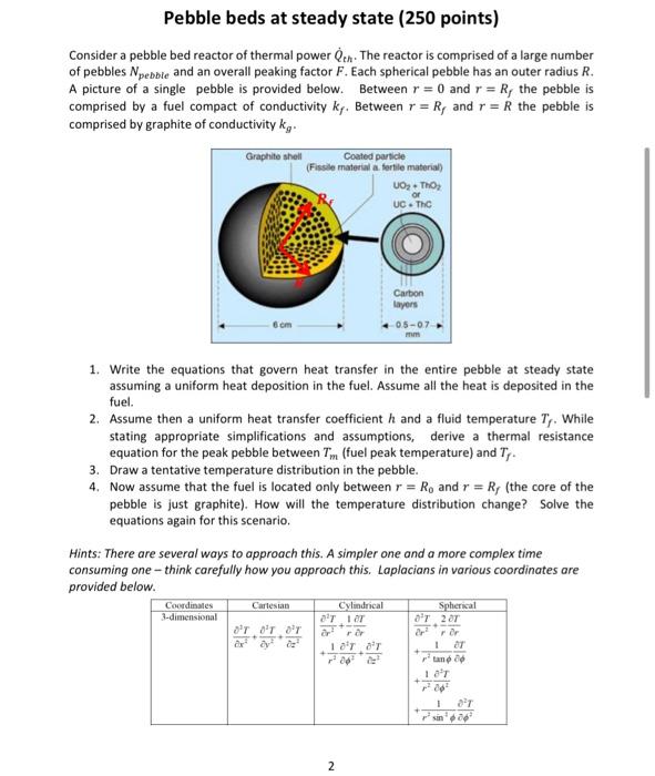 Solved Pebble beds at steady state ( 250 points) Consider a | Chegg.com
