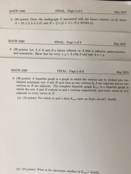 Solved 1. (20 points) True or false. Justify with either a | Chegg.com