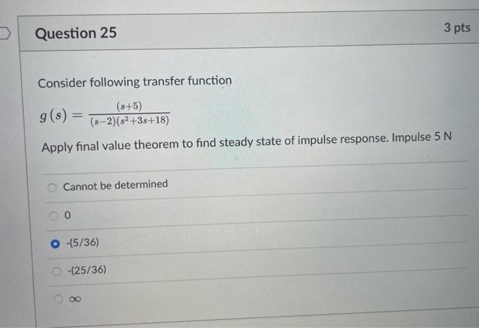 Consider following transfer function | Chegg.com