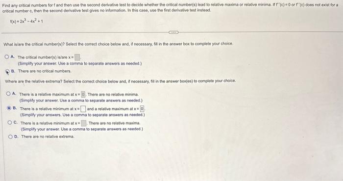 Solved Find any critical numbers for fand then use the | Chegg.com