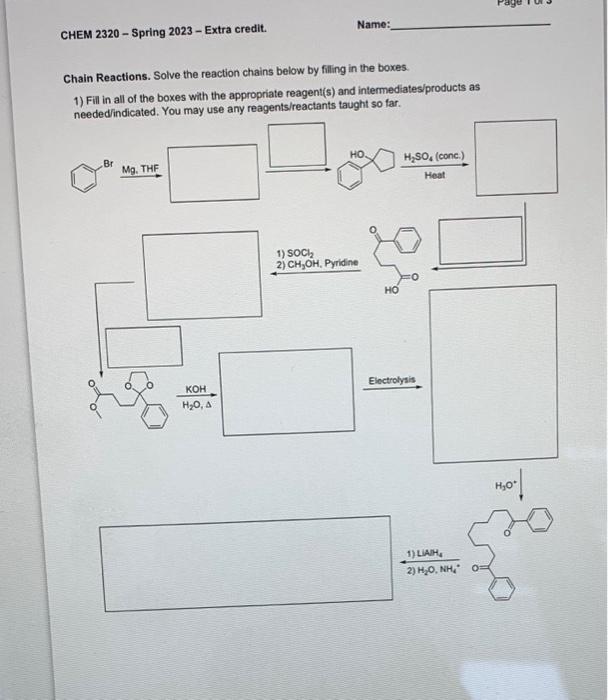 Chain Reactions. Solve the reaction chains below by | Chegg.com
