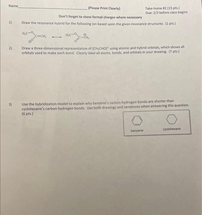 Solved 1) Draw the resonance hybrid for the following ion | Chegg.com