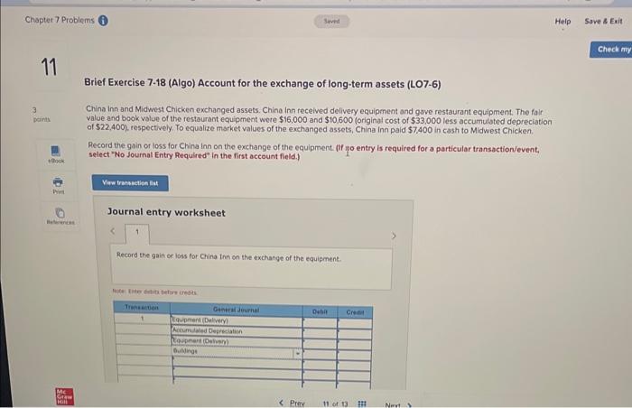 Solved Brief Exercise 7.18 (Algo) Account for the exchange | Chegg.com
