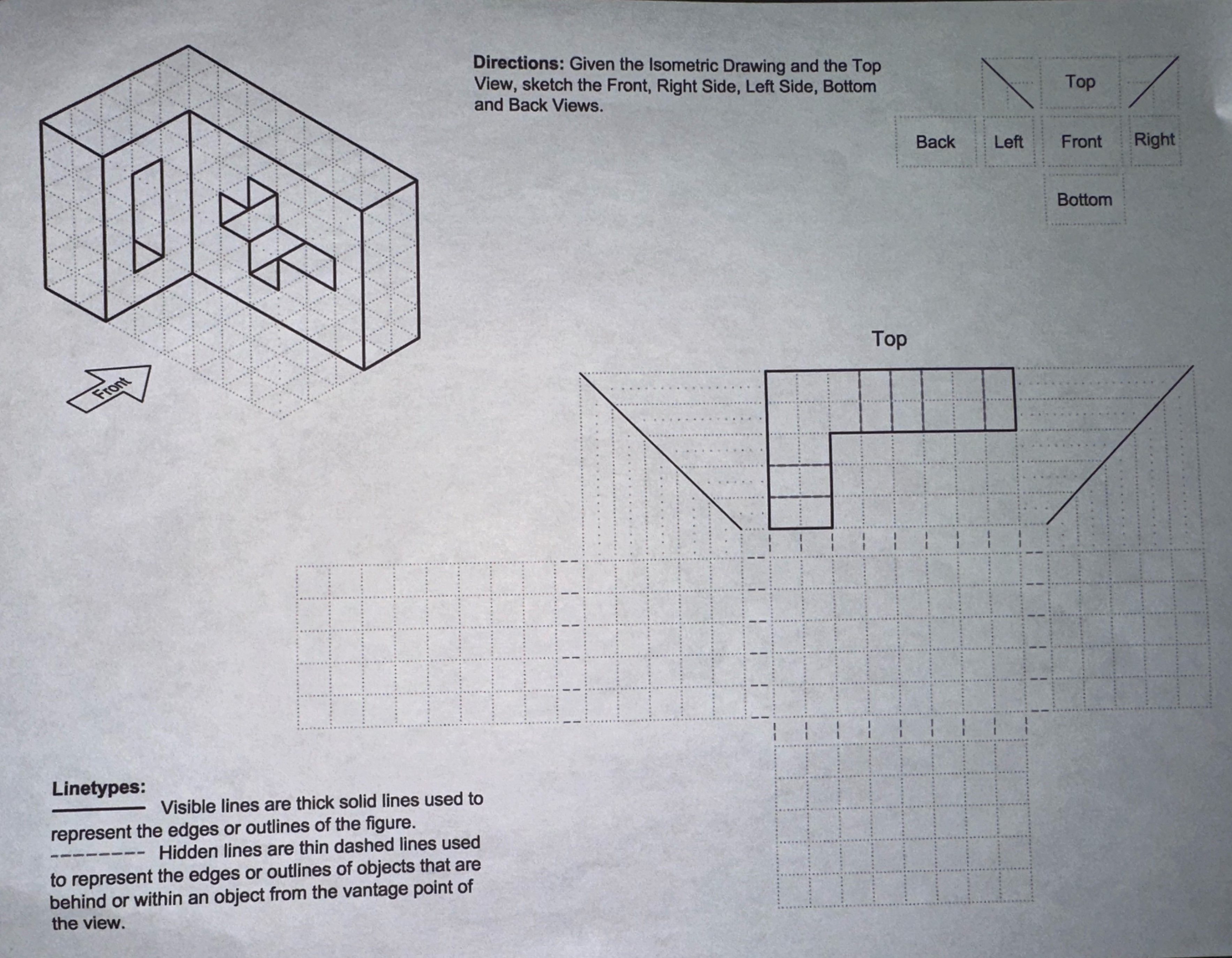 Directions: Given the Isometric Drawing and the Top | Chegg.com