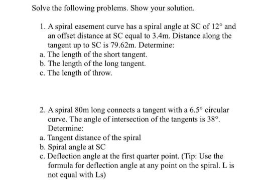 Solved Solve the following problems. Show your solution. 1. | Chegg.com