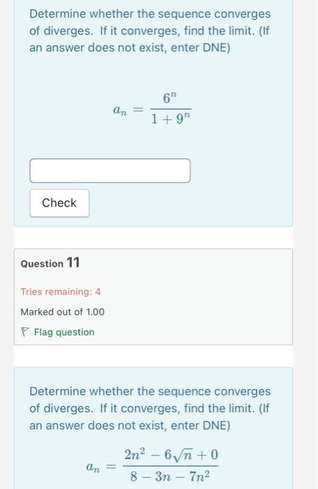 Solved Determine whether the sequence converges of diverges. | Chegg.com