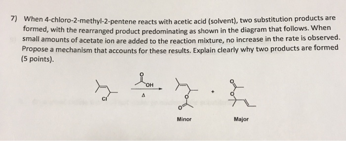 Solved 4-chloro-2-methyl-2-pentene reacts with acetic acid | Chegg.com