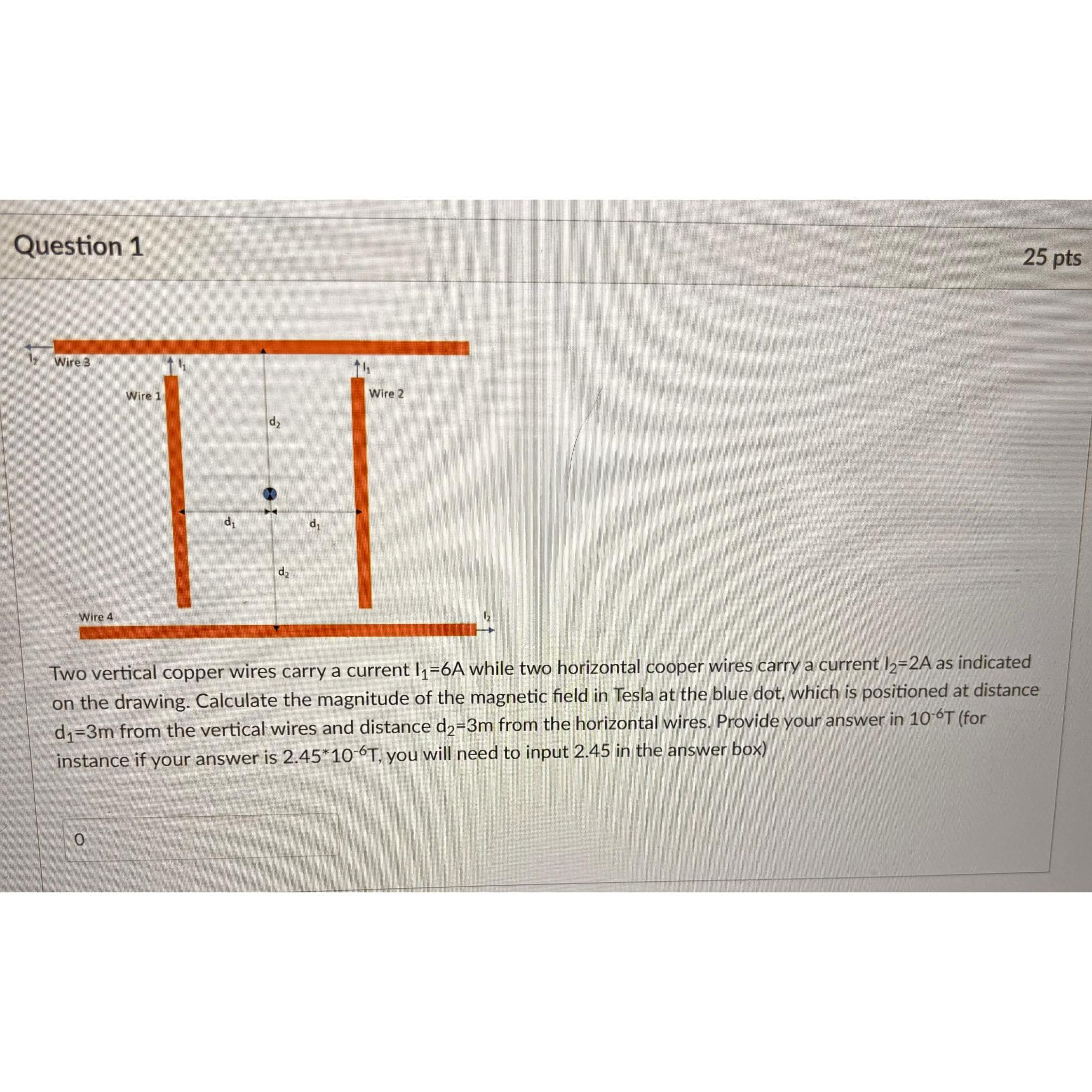 Solved Question 125 ﻿ptsTwo vertical copper wires carry a | Chegg.com
