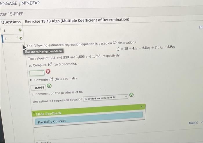 Solved ENGAGE MINDTAP bter 15-PREP Questions Exercise 15.13 | Chegg.com