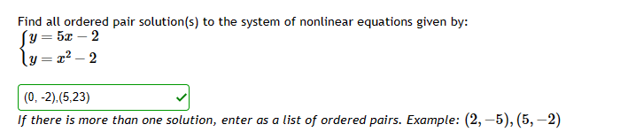 Solved Find all ordered pair solution(s) ﻿to the system of | Chegg.com