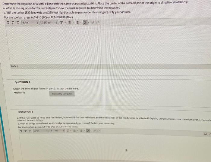 Determine the equation of a semi-ellipse with the | Chegg.com
