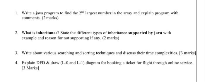 Solved 1 Write A Java Program To Find The 2nd Largest Chegg