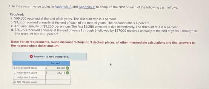 Solved Use the present value tables in AppendixA and | Chegg.com