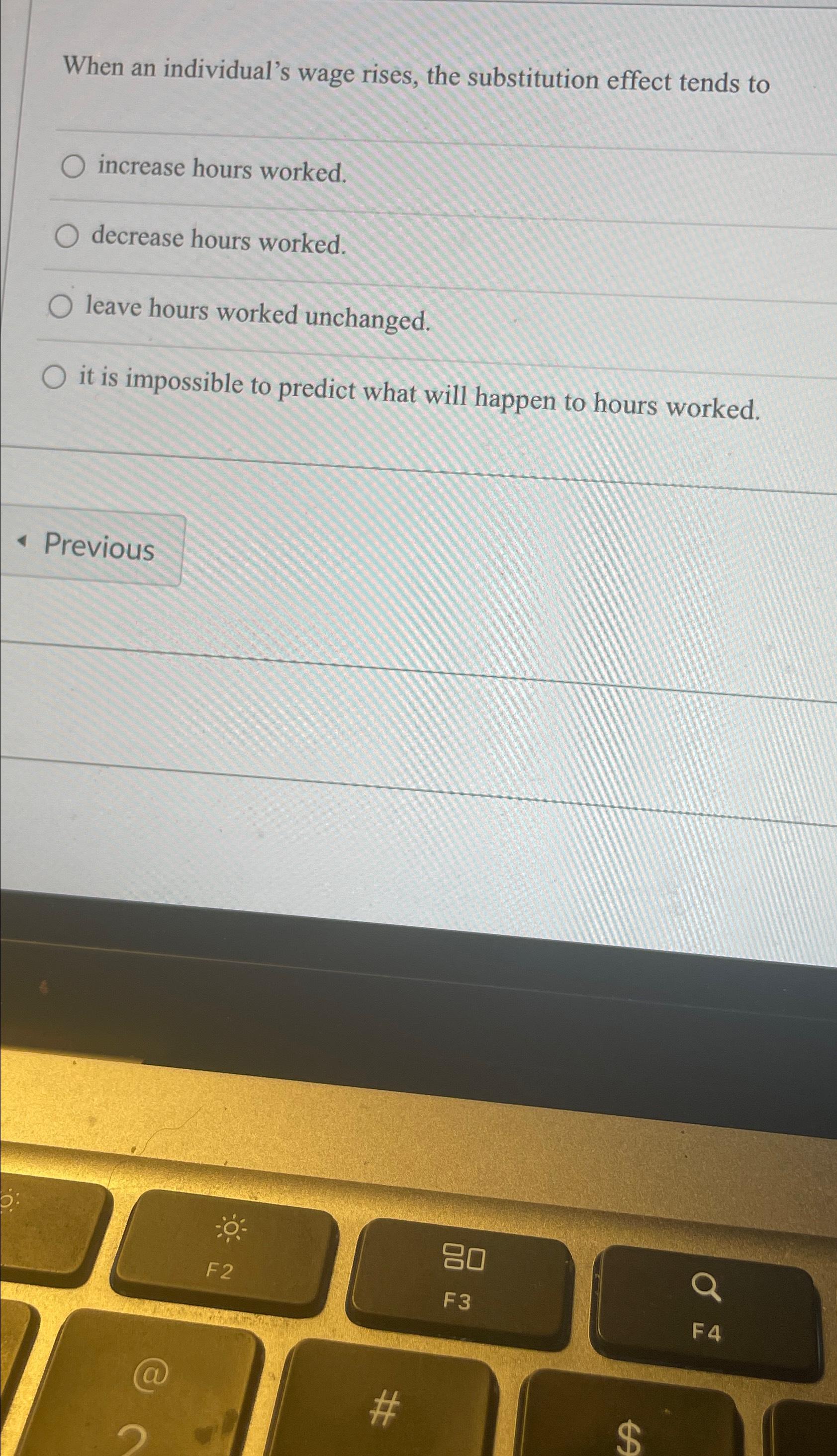 Solved When an individual's wage rises, the substitution | Chegg.com