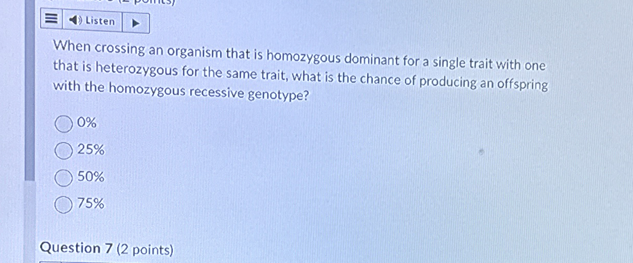 Solved ListenWhen crossing an organism that is homozygous | Chegg.com