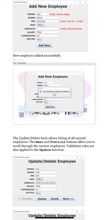 Modify the Java JDBC GUI program to implement the | Chegg.com