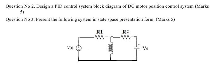 Solved Question No 2. Design a PID control system block | Chegg.com