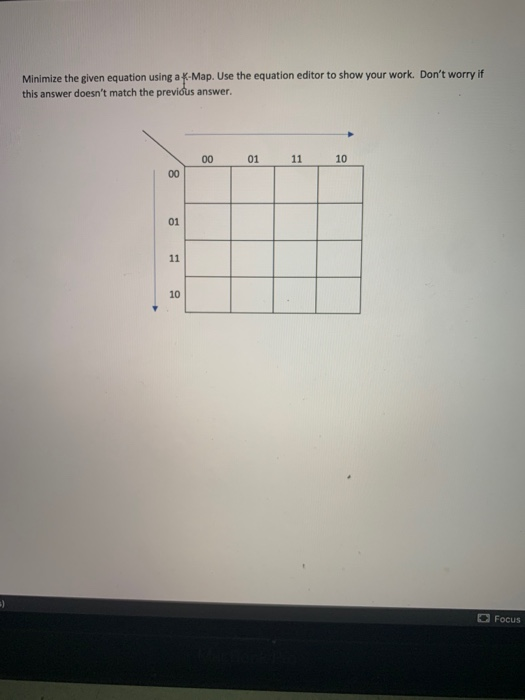 Solved Minimize the given equation using a K-Map. Use the | Chegg.com