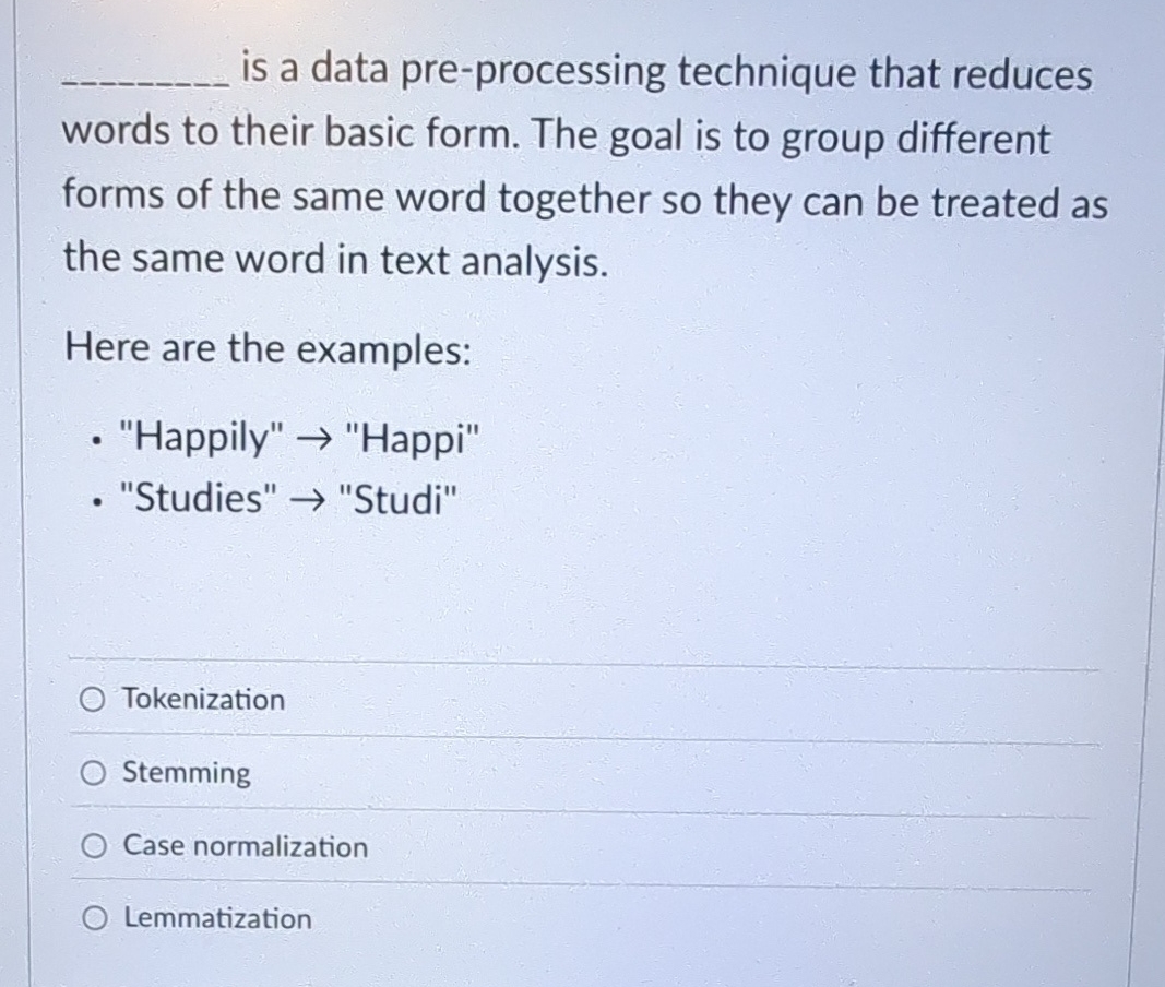 Solved q, ﻿is a data pre-processing technique that reduces | Chegg.com