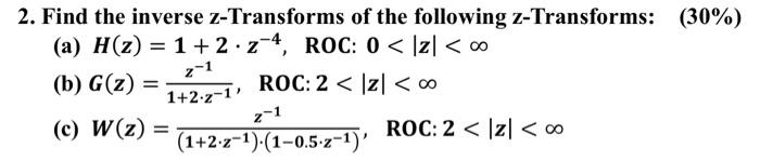 Solved 2. Find the inverse z-Transforms of the following | Chegg.com