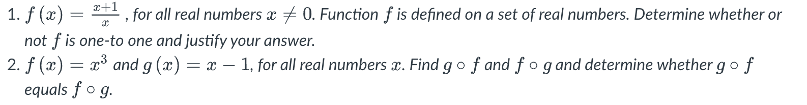 Solved f(x)=x+1x, ﻿for all real numbers x≠0. ﻿Function f ﻿is | Chegg.com
