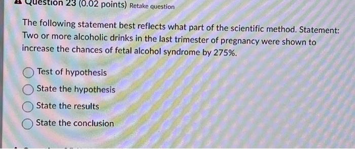 Solved The following statement best reflects what part of | Chegg.com