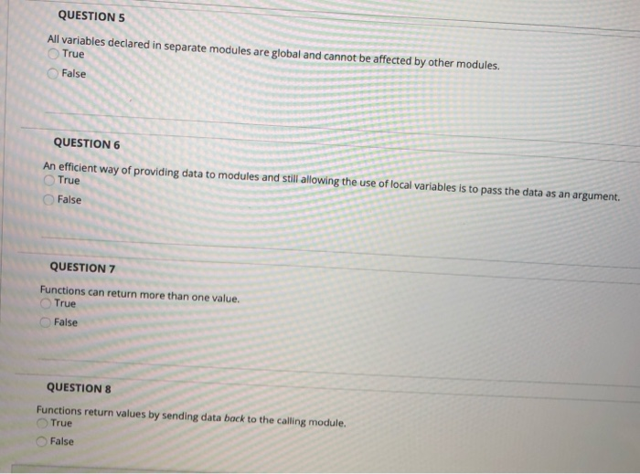 Solved QUESTIONS All variables declared in separate modules | Chegg.com