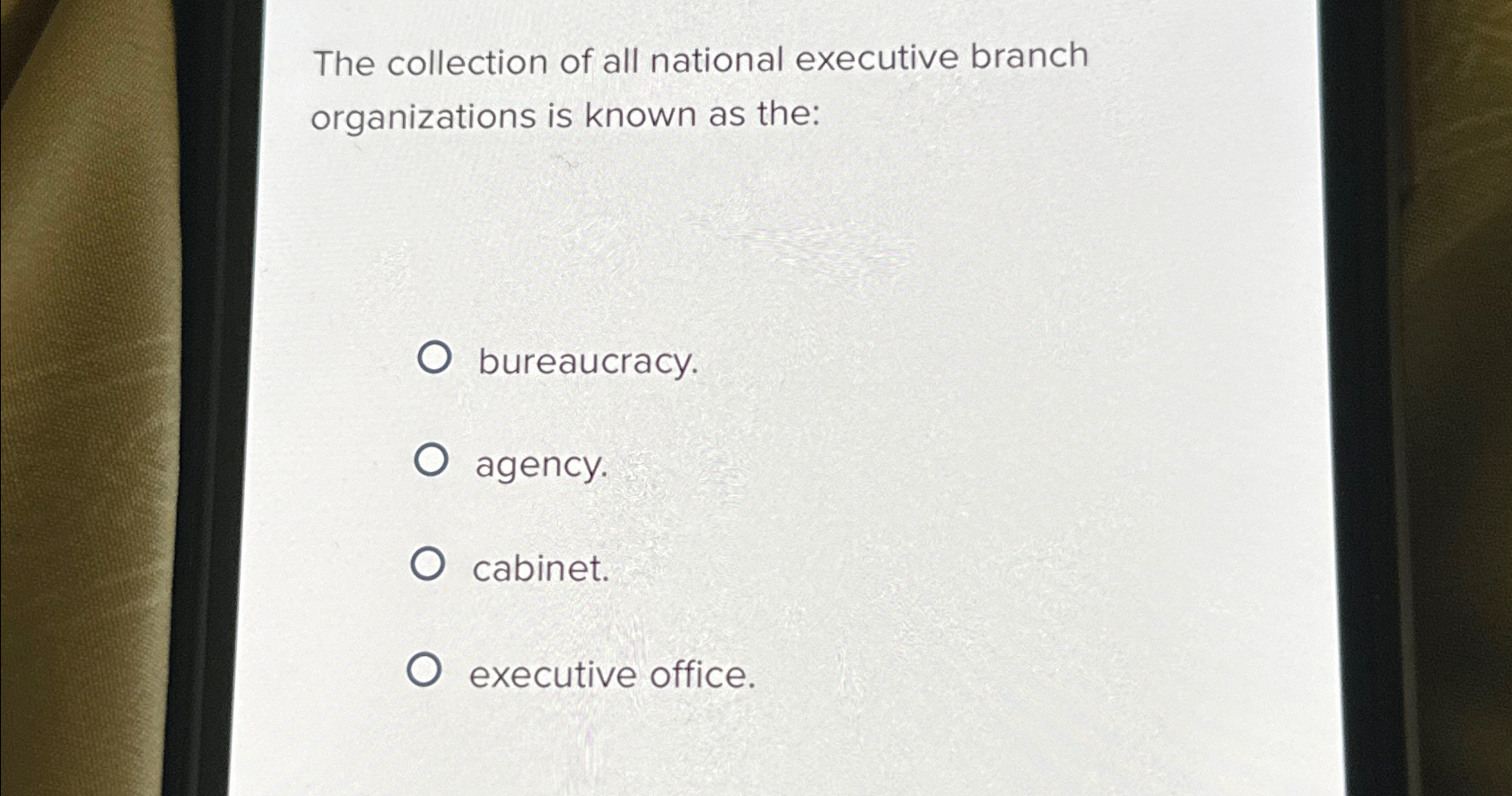Solved The collection of all national executive branch | Chegg.com