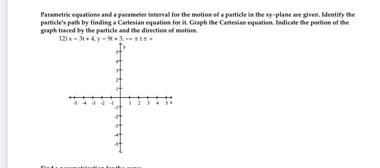 Solved Parametric Equations And A Parameter Interval For The