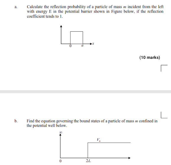 Solved a. Calculate the reflection probability of a particle | Chegg.com