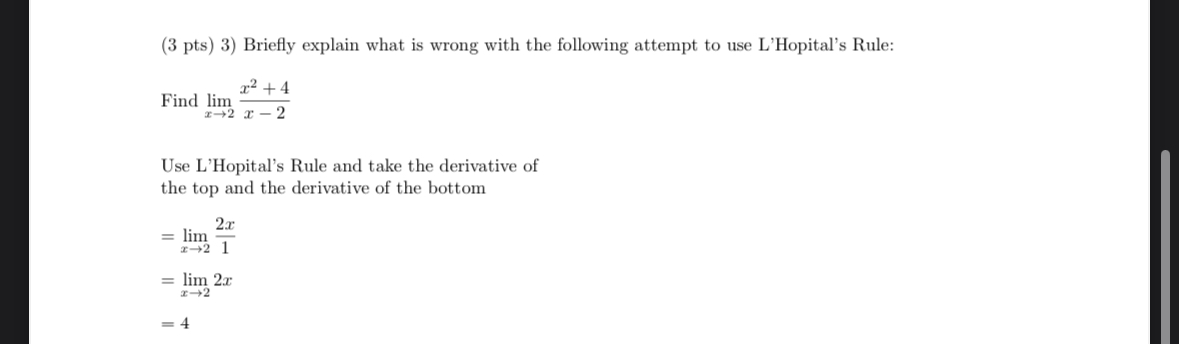 Solved (3 ﻿pts) 3) ﻿Briefly explain what is wrong with the | Chegg.com