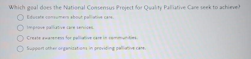 Solved Which goal does the National Consensus Project for | Chegg.com